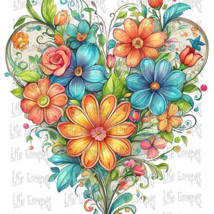 Printable Floral Heart Valentine Clipart Bundle - Set #1, PNG ...