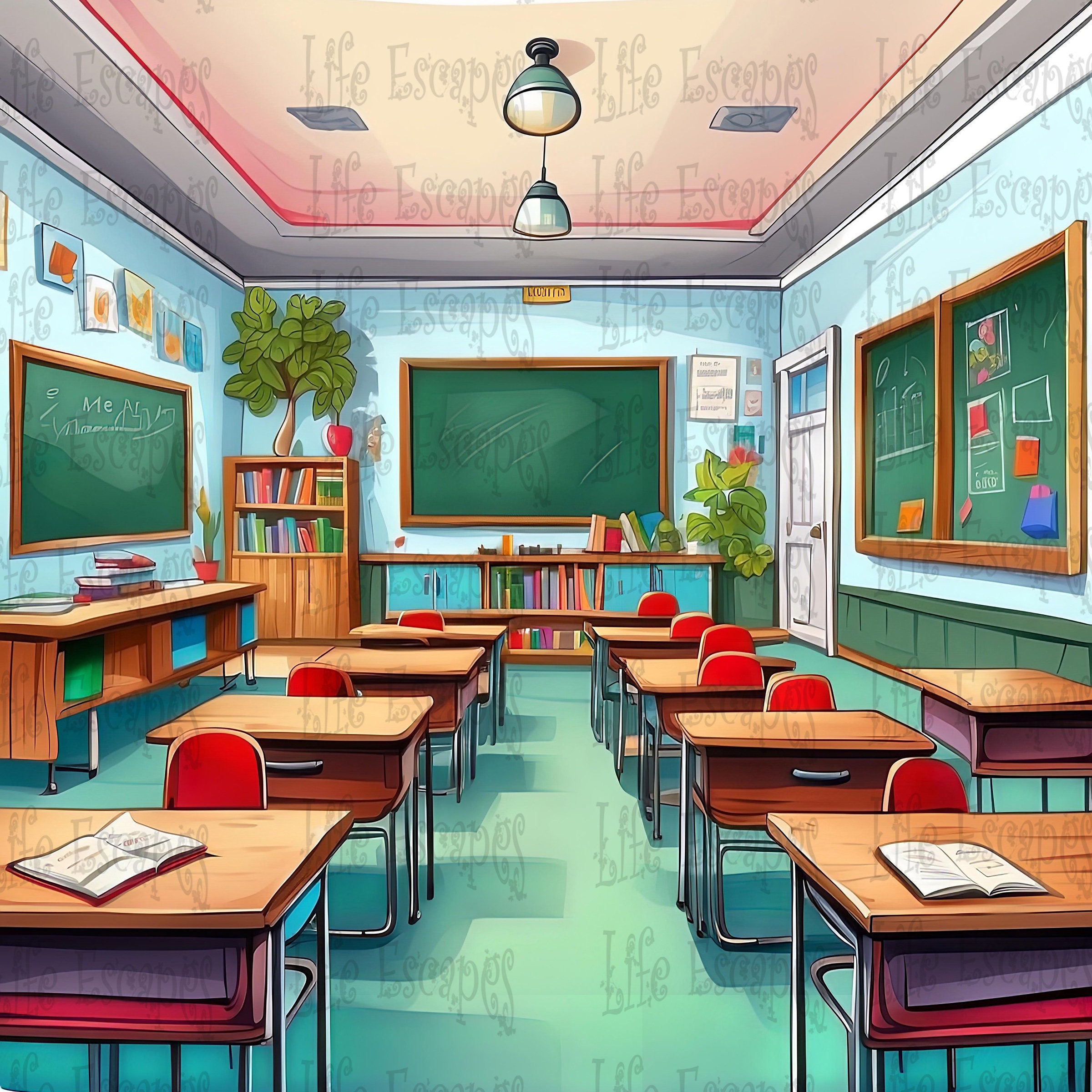 Teacher Clipart Set, School Characters and Classroom Scenery ...