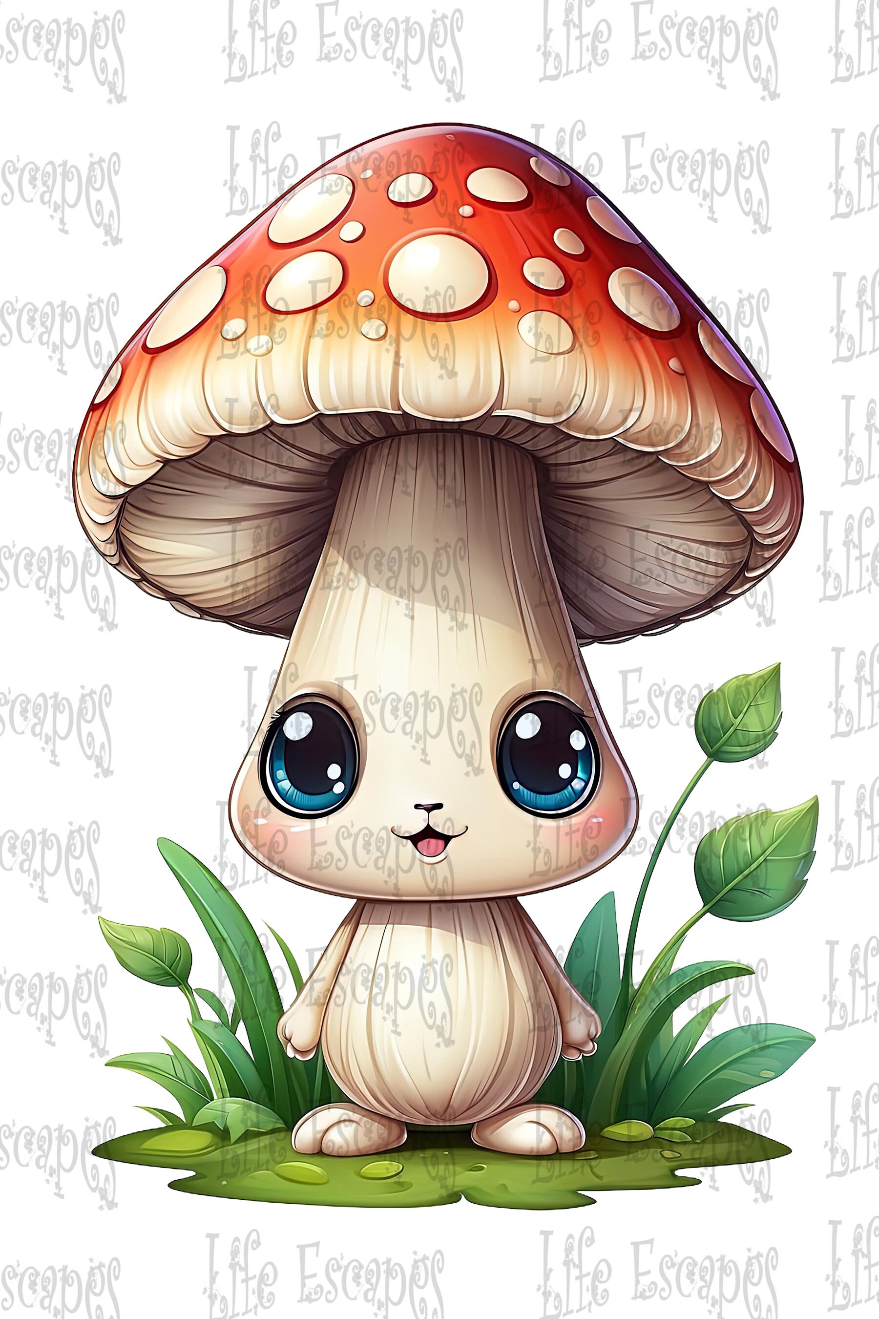 Cute Mushroom Clipart Set, Kawaii Fungi Graphics, Digital Download ...