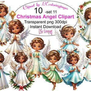 Christmas Angel Clipart Set, Instant Download, 10 PNG Clipart, Digital ...