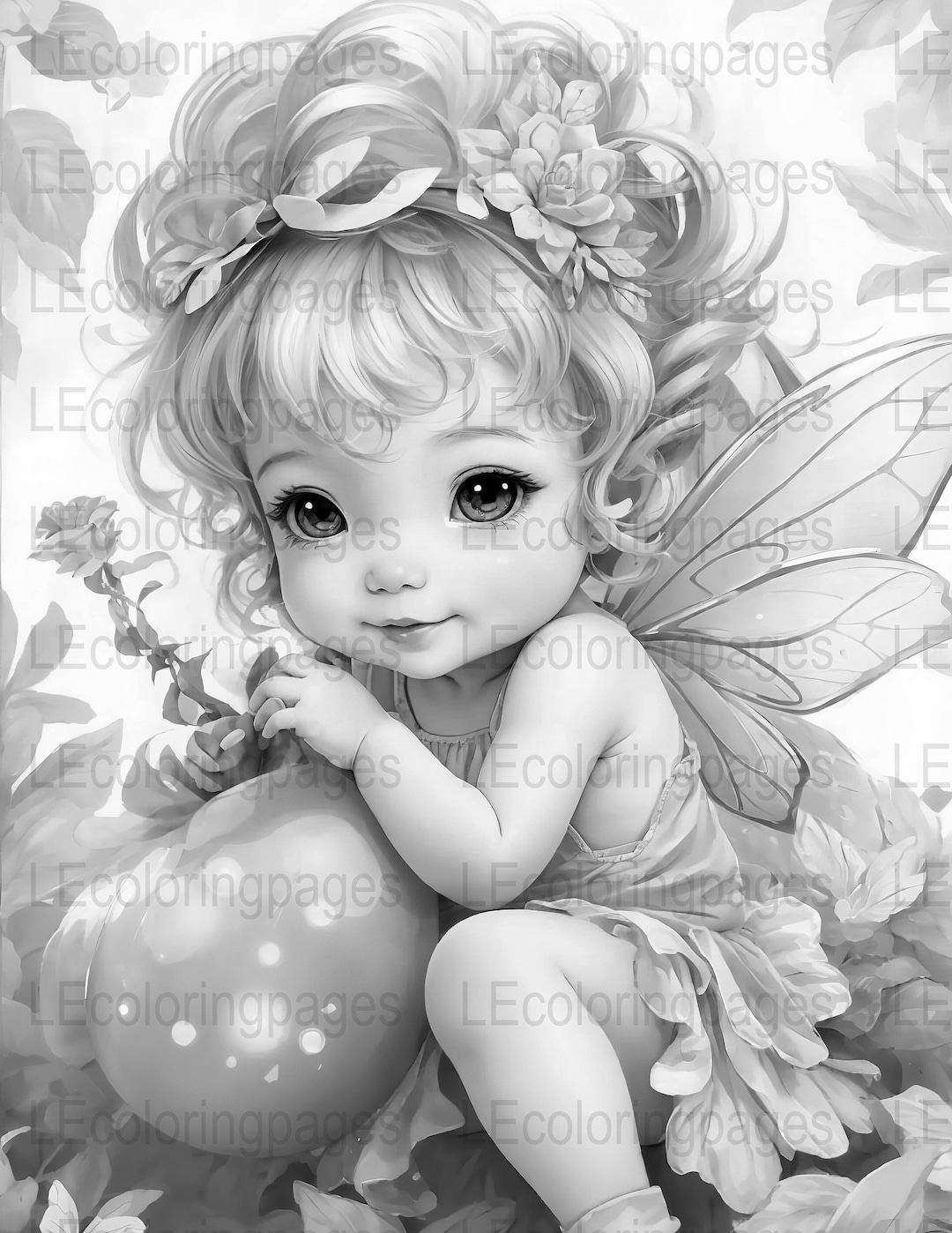 Enchanting Baby Fairy Coloring Page for Adults 75 Instant Download ...