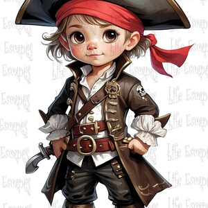 Cute Boy Pirate Clipart, Digital Pirate Illustrations, Commercial Use ...