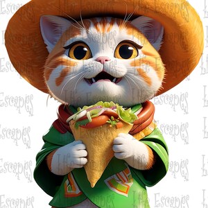 Mexican Taco Cats Clipart Set, Cute Kitten Graphics, Digital Download ...