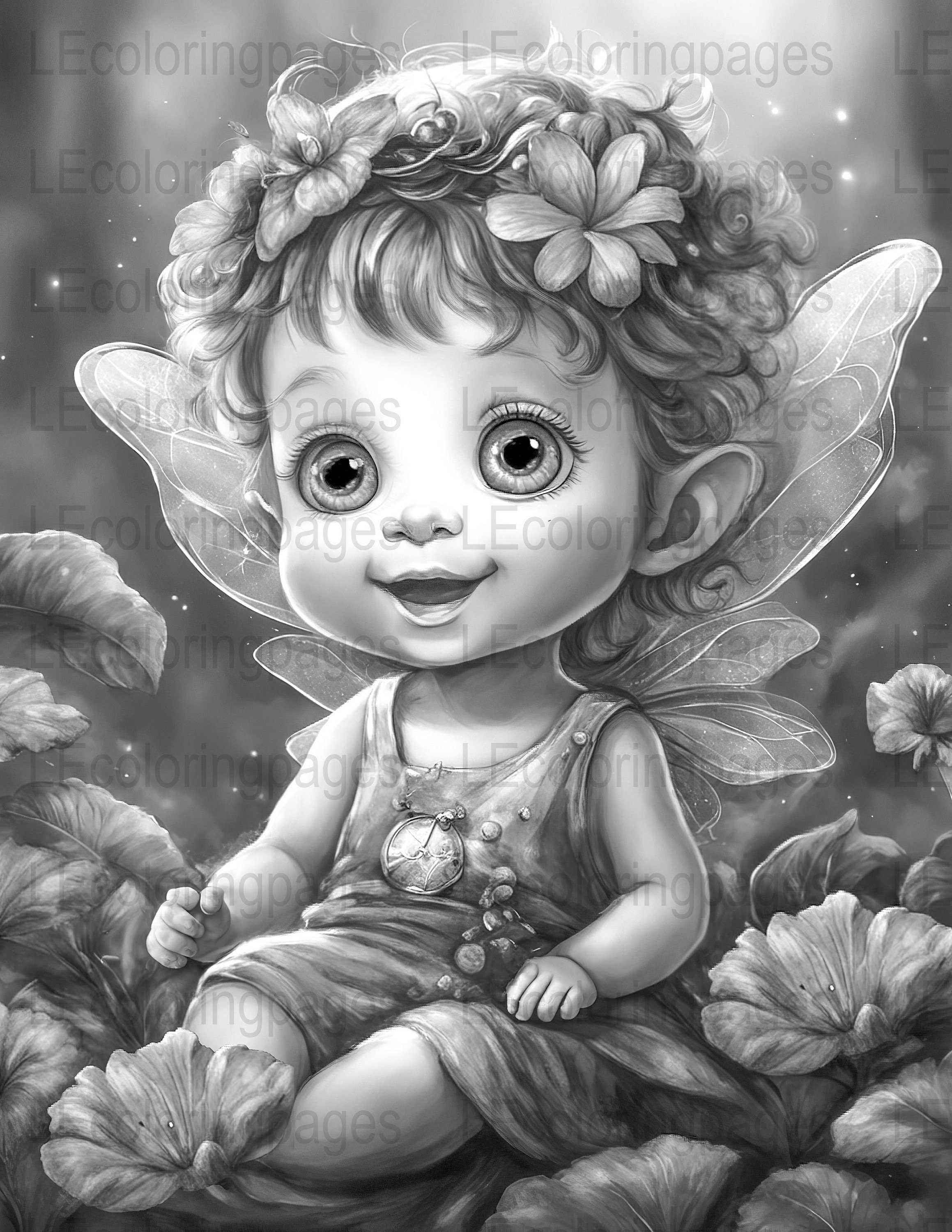 Enchanting Baby Fairy Coloring Page for Adults 24 Instant Download ...