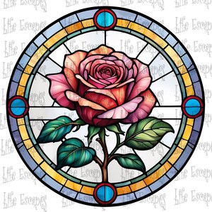 Printable Stained Glass Rose Clipart Bundle - Set #1, PNG, Commercial ...