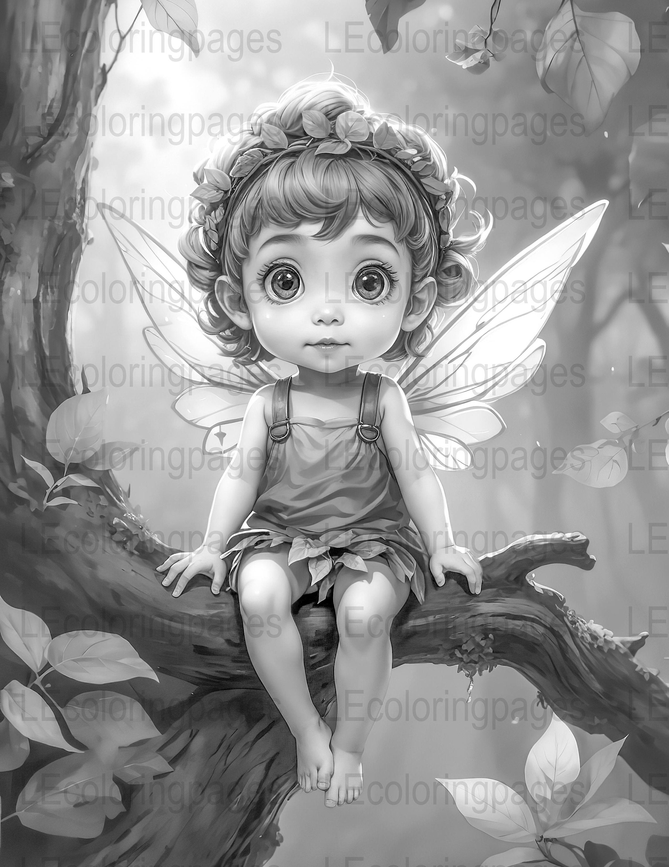 Enchanting Baby Fairy Coloring Page for Adults 85 Instant Download ...