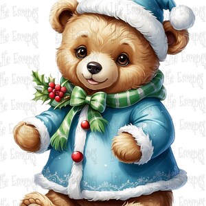 Printable Christmas Teddy Bears Clipart Set - Set #1, PNG, Commercial ...