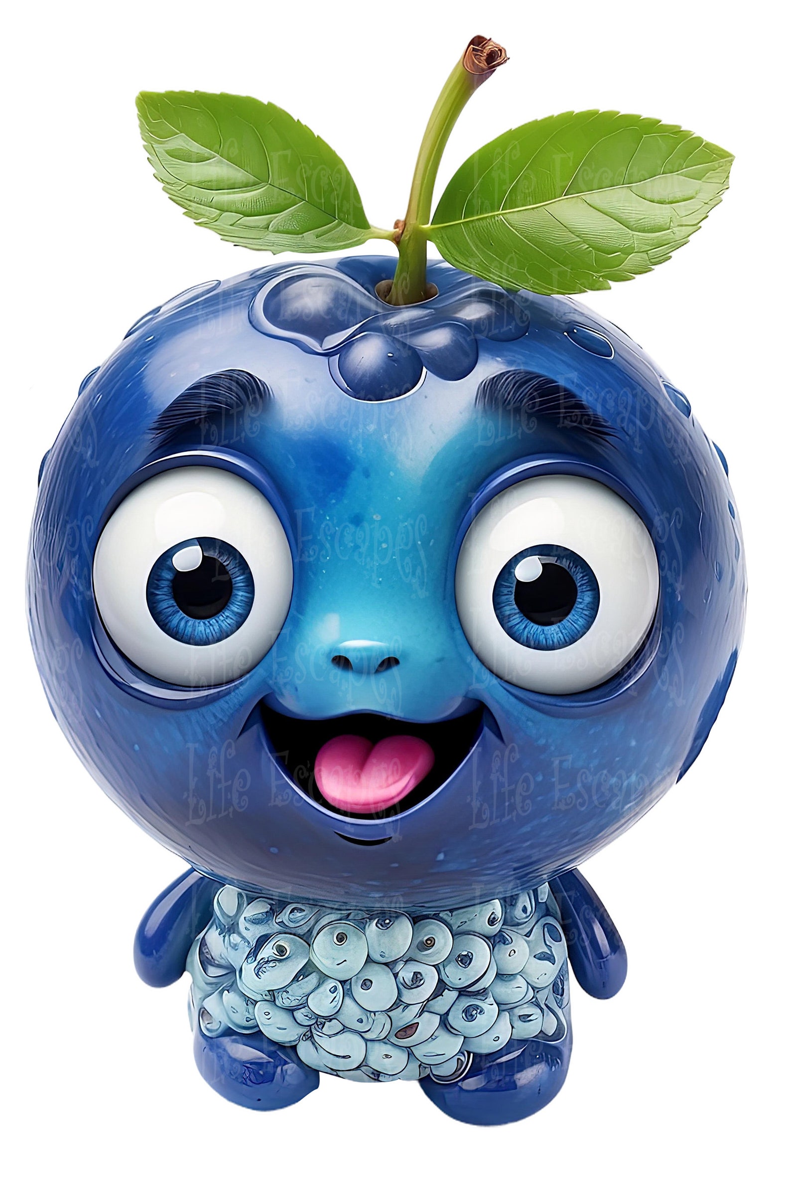 Cute Blueberry Characters Clipart, Whimsical Fruit Illustrations ...