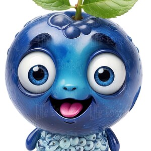 Cute Blueberry Characters Clipart, Whimsical Fruit Illustrations ...