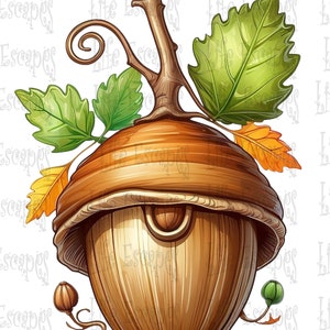 Printable Cute Acorn Clipart Bundle - Set #1, PNG, Commercial Use ...