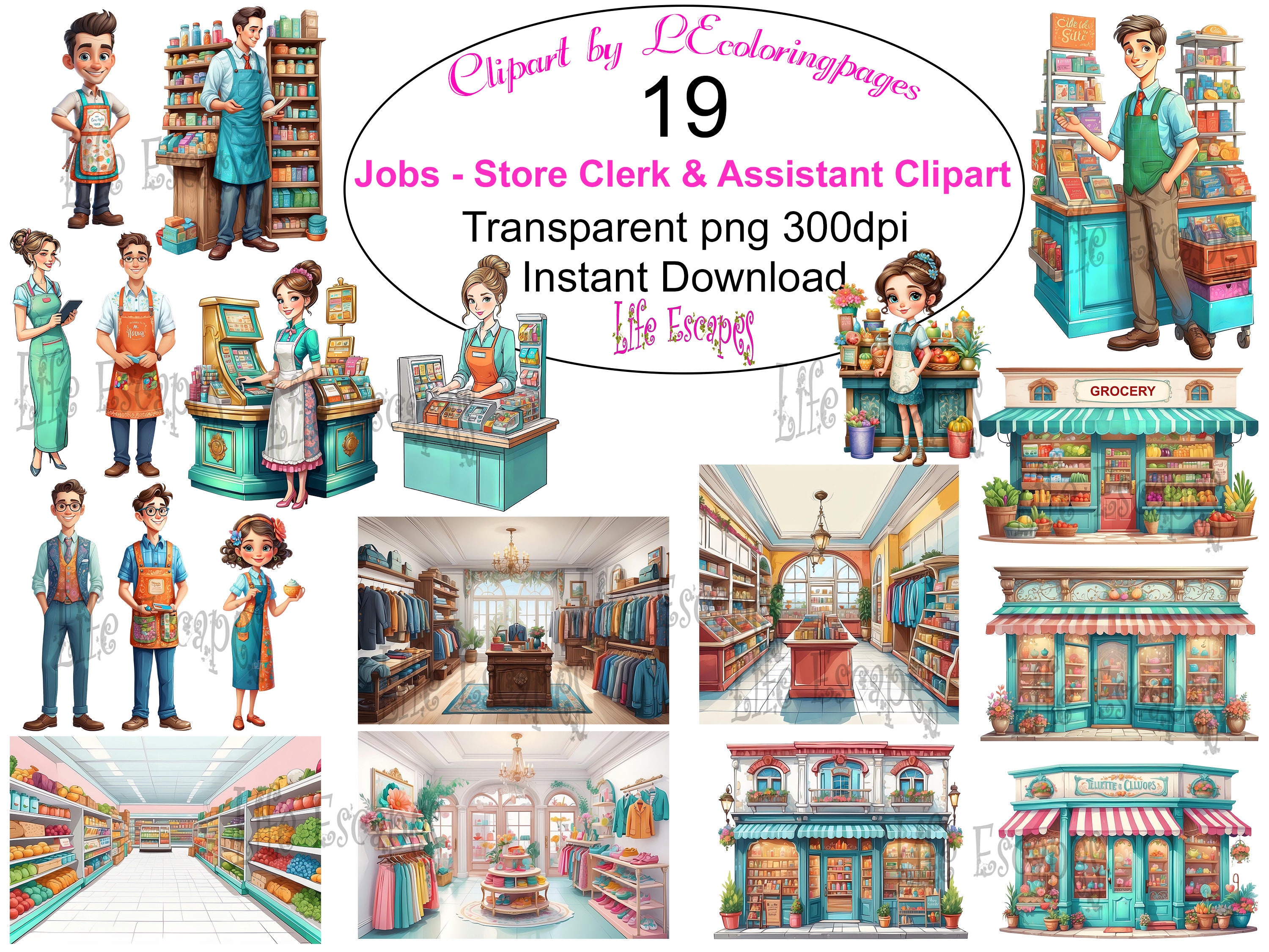 Jobs and Store Clerk Clipart, Assistant Illustrations, Teacher Resource ...