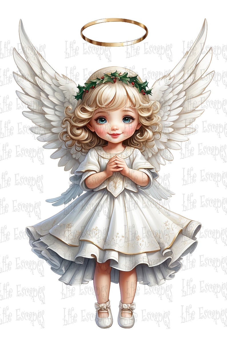 Printable Christmas Angels Clipart Set Set 1, PNG, Commercial Use ...