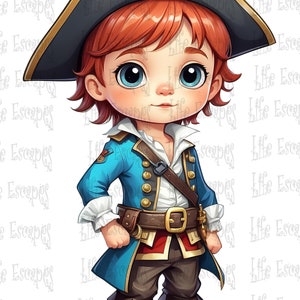 Cute Boy Pirate Clipart, Digital Pirate Illustrations, Commercial Use ...