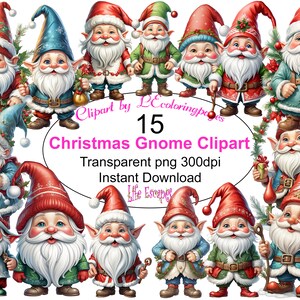Printable Christmas Gnomes Clipart Set - Set #1, PNG, Commercial Use ...