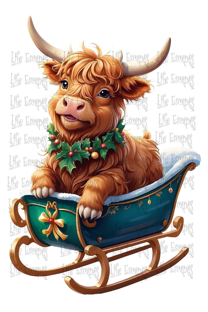 Printable Highland Cow Christmas Clipart Bundle - Set #1, PNG ...