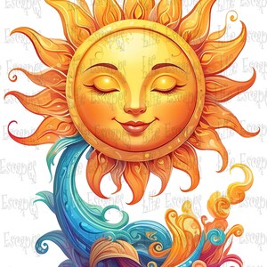 Happy Boho Sun Clipart Set, Instant Download, 8 Transparent Pngs ...