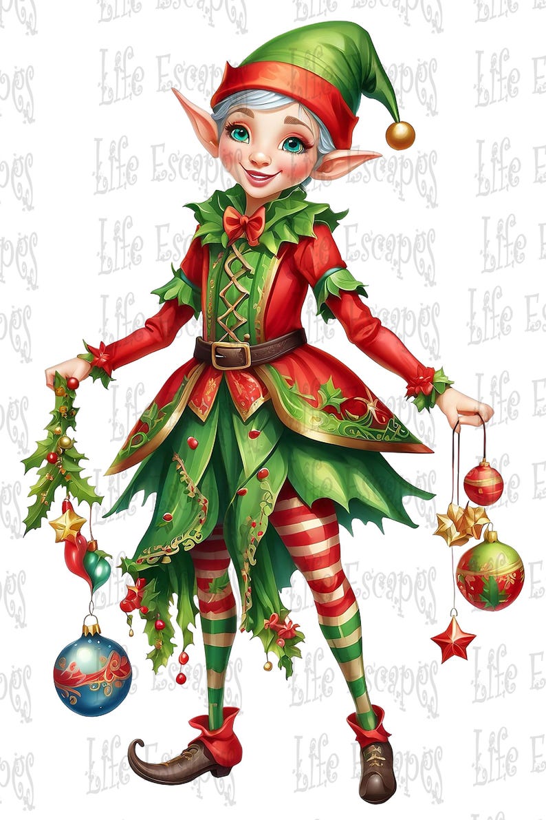 Christmas Elf Clipart Set Instant Download 8 Transparent Png 300dpi ...