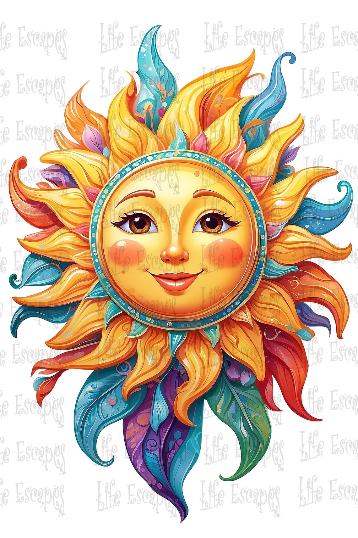 Happy Boho Sun Clipart Set, Instant Download, 8 Transparent Pngs ...