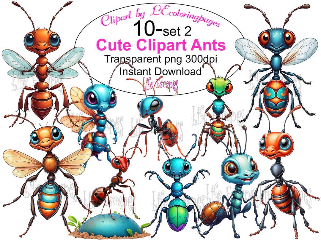 Printable Clipart Ants Png Bundle - Set #2, PNG, Commercial Use ...