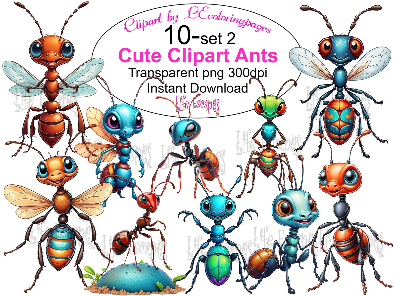 Printable Clipart Ants Png Bundle - Set #2, PNG, Commercial Use ...