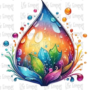 Rain Drop Clipart Bundle – Cute PNG Images, Commercial Use (digital ...