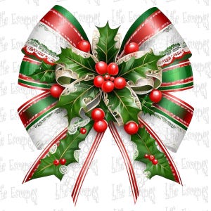 Christmas Bow Clipart Set, Transparent PNG Clipart, Instant Download ...