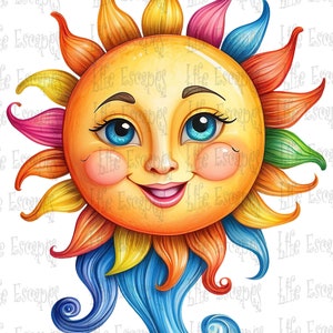 Happy Boho Sun Clipart Set, Instant Download, 8 Transparent Pngs ...