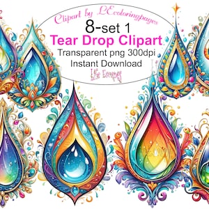 Printable Tear Drop Clipart Bundle - Set #1, PNG, Commercial Use ...