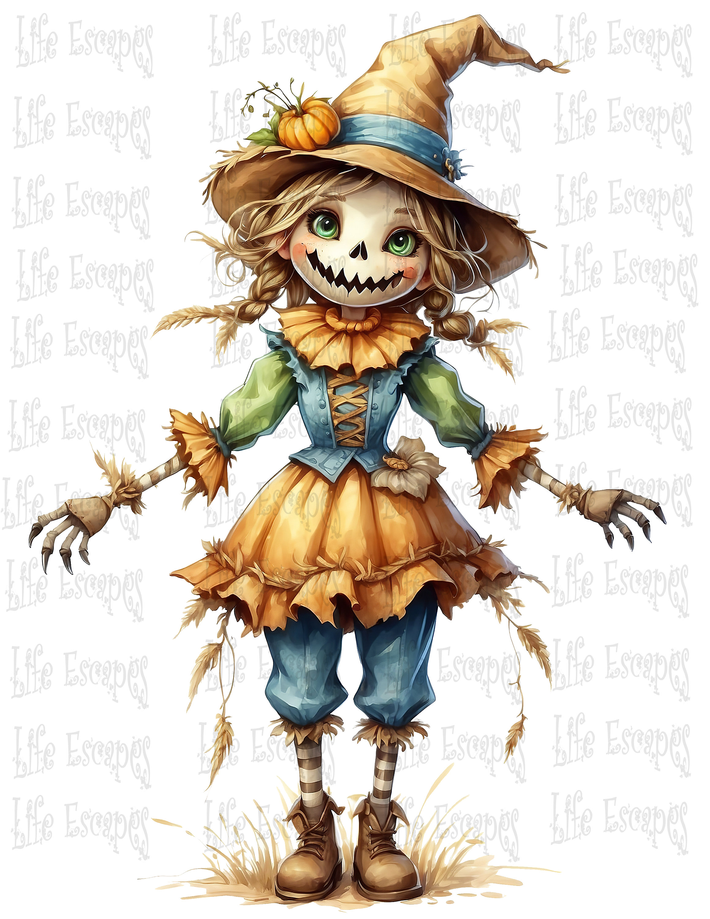 Printable Cute Scarecrow Girls Clipart Set Set 1 PNG - Etsy