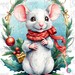 Printable Christmas Mouse Clipart Set - Set #1, PNG, Commercial Use ...