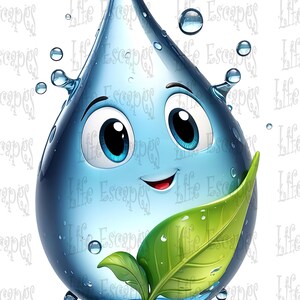 Cute Raindrop Character Clipart Set, Whimsical Water Drops, Digital ...