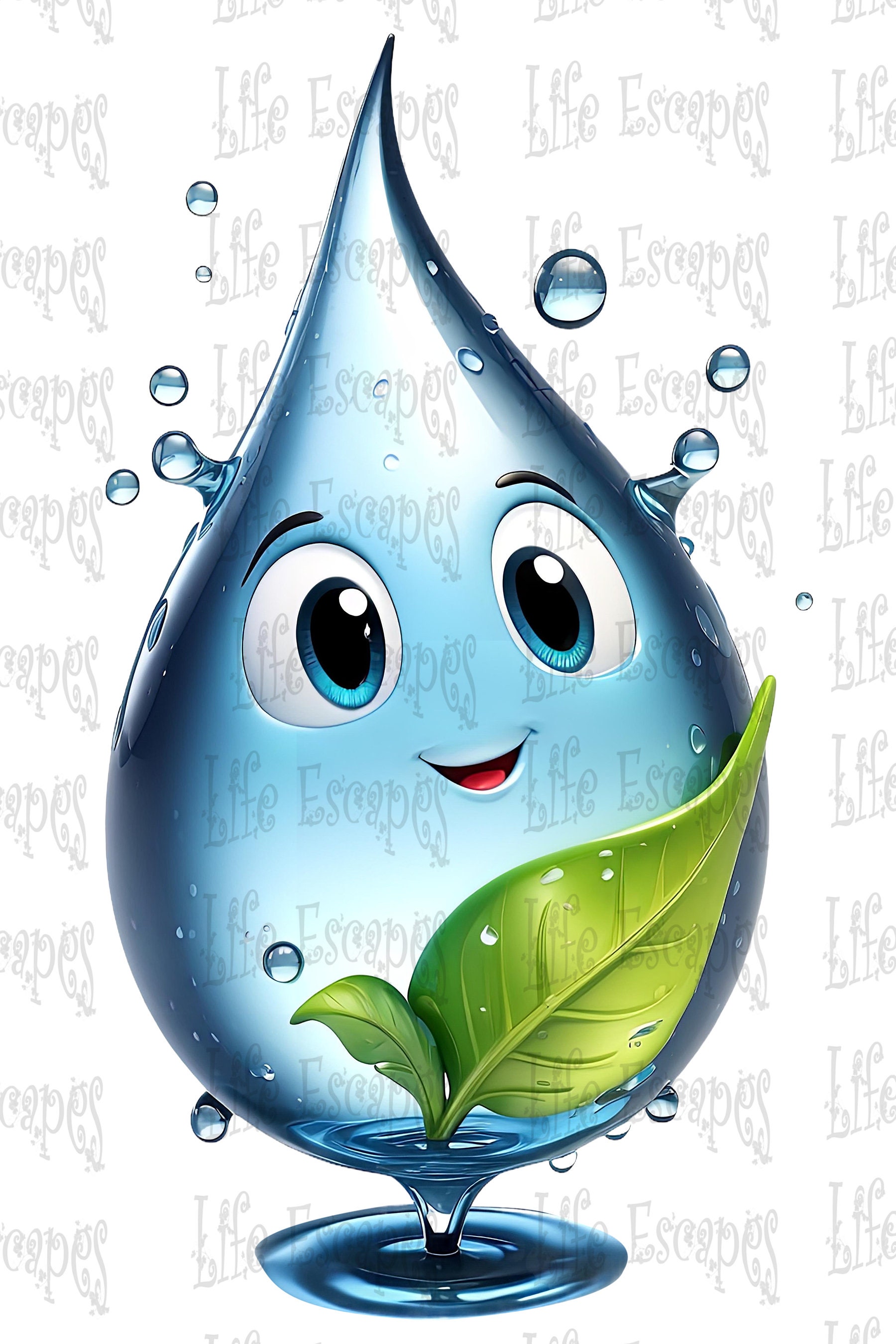 Cute Raindrop Character Clipart Set, Whimsical Water Drops (digital ...