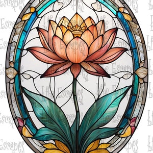 Printable Stained Glass Lotus Flower Clipart Bundle - Set #1, PNG ...
