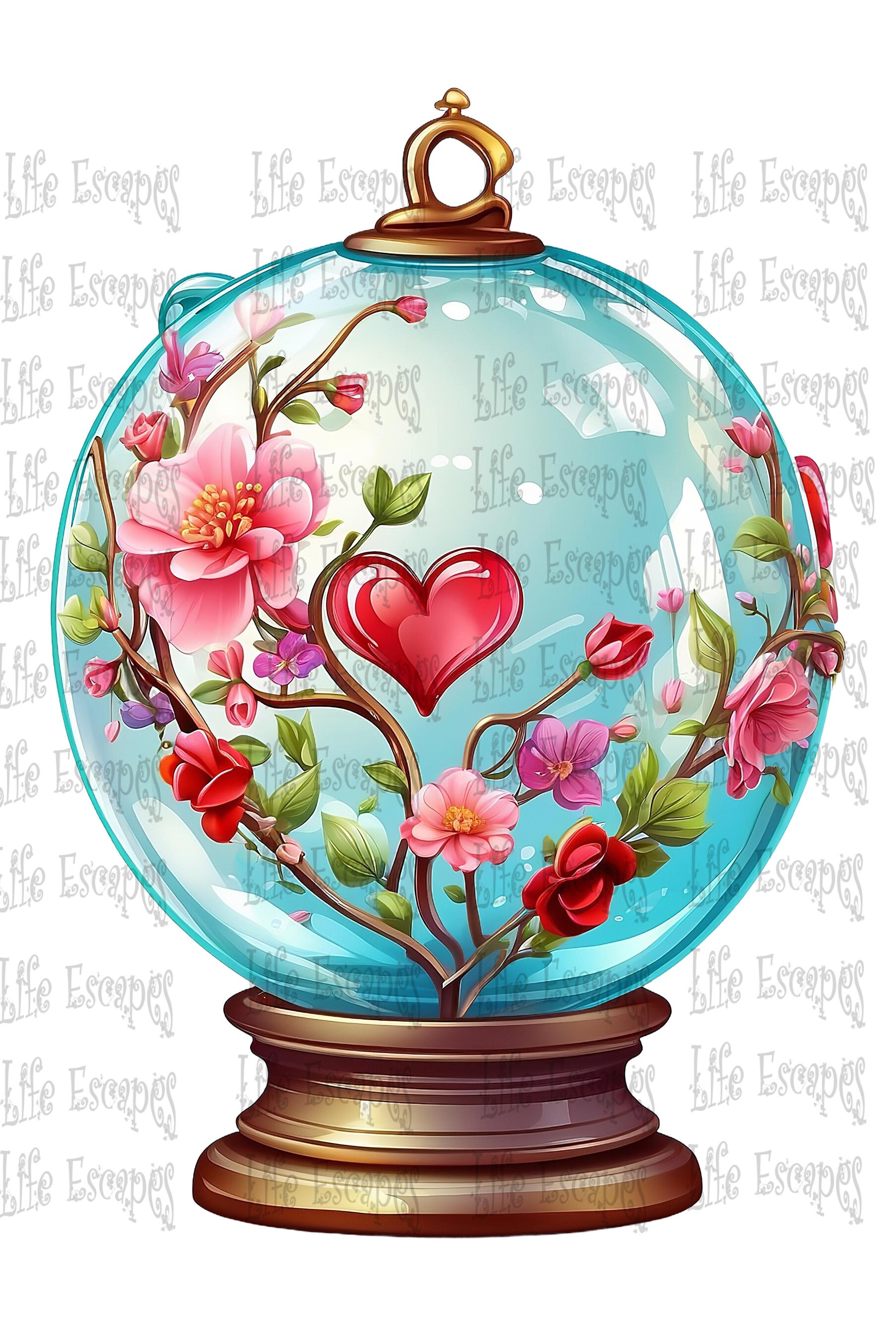Printable Valentine Snow Globe Clipart Bundle Set 1, PNG, Commercial ...