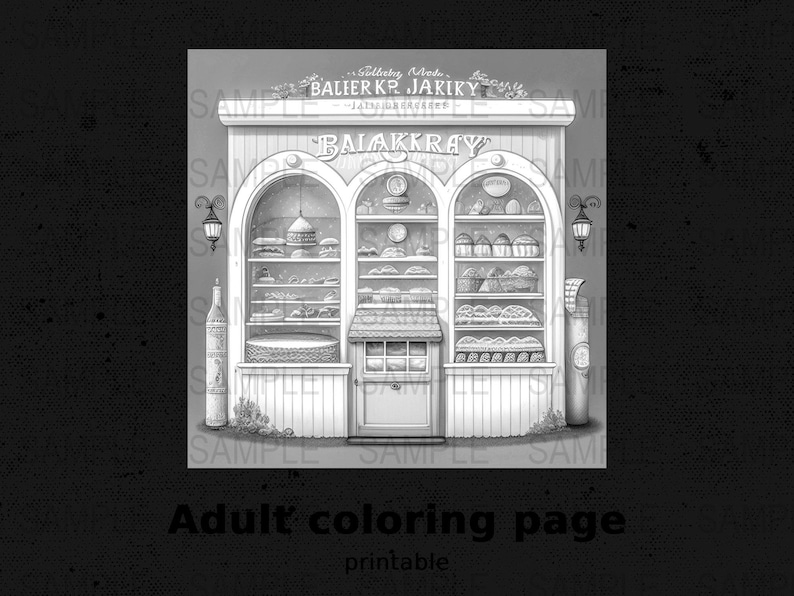 Printable Adult Coloring Page, 3D Whimsical Bakery - 8x8" Printable ...