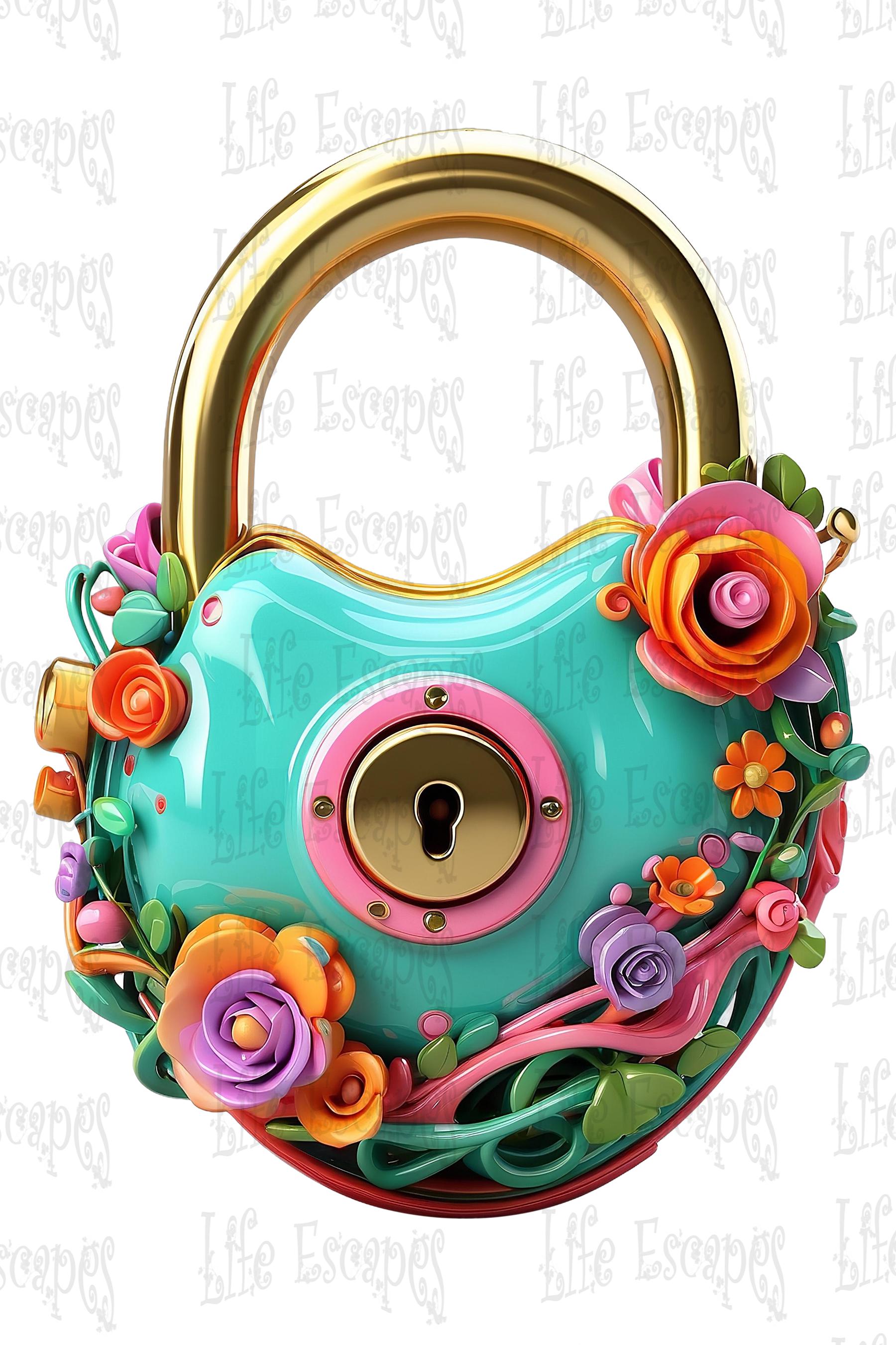 Floral Lock Clipart Set Commercial Use and POD Use Transparent PNG ...