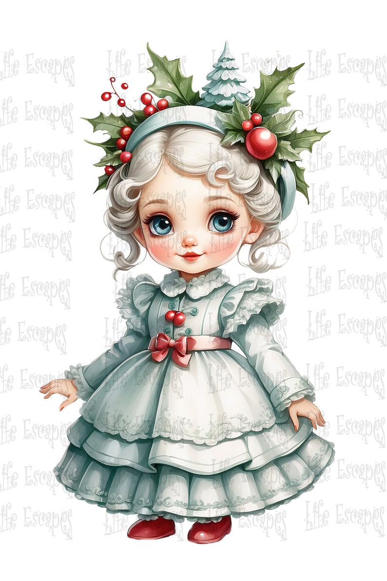 Printable Christmas Dolls Clipart Set - Set #1, PNG, Commercial Use ...