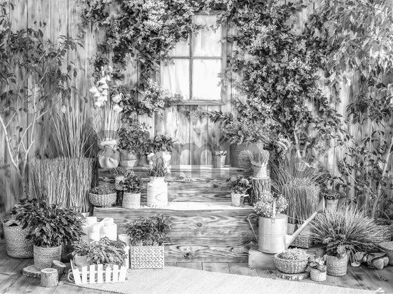 Coloring Page Rustic Country Scenes 3 40 Grayscale High - Etsy