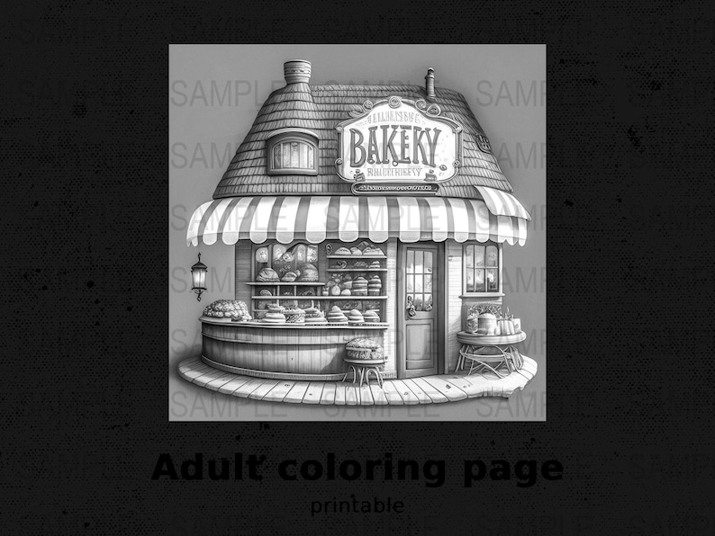 Printable Adult Coloring Page 3D Whimsical Bakery 8x8 - Etsy