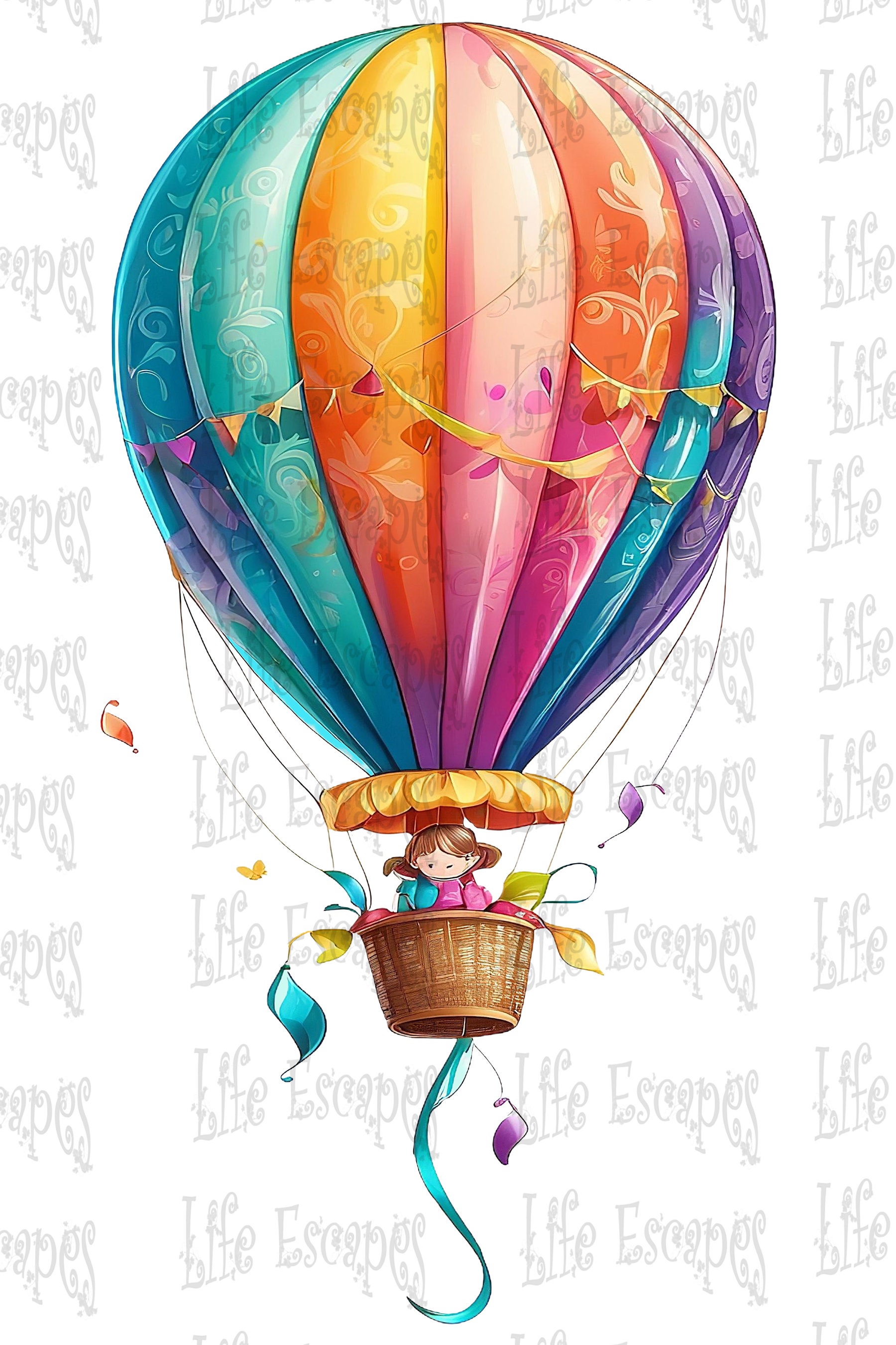 Colorful Hot Air Balloon Clipart Set, 8 Digital PNG Files, Commercial ...