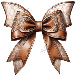 Leather Lace Bow Clipart Set Black And Gold 10 Png Files Digital