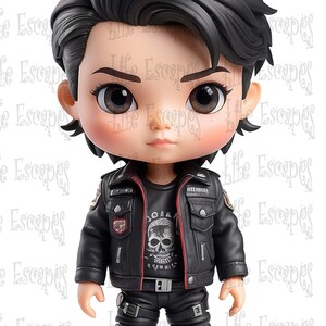 Biker Chibi Doll Clipart, Cute Motorcycle Characters, Kids Digital ...