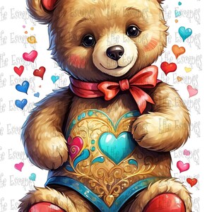 Printable Valentine Bear Clipart Bundle - Set #1, PNG, Commercial Use ...