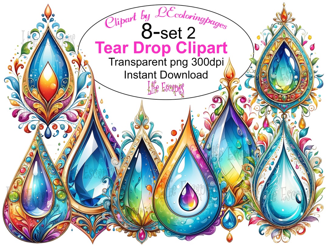 Printable Tear Drop Clipart Bundle - Set #2, PNG, Commercial Use ...
