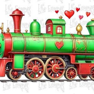 Valentine's Day Clipart, Green Train With Hearts, Commercial Use, PNG ...