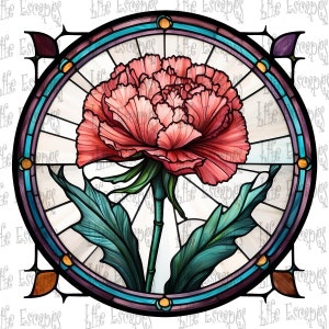 Printable Stained Glass Carnation Clipart Bundle - Set #1, PNG ...