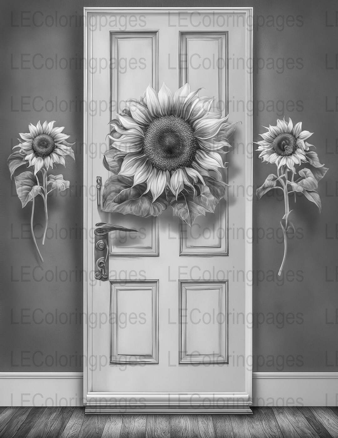 Sunflowers Grayscale Coloring Page for Adults 16 Instant - Etsy