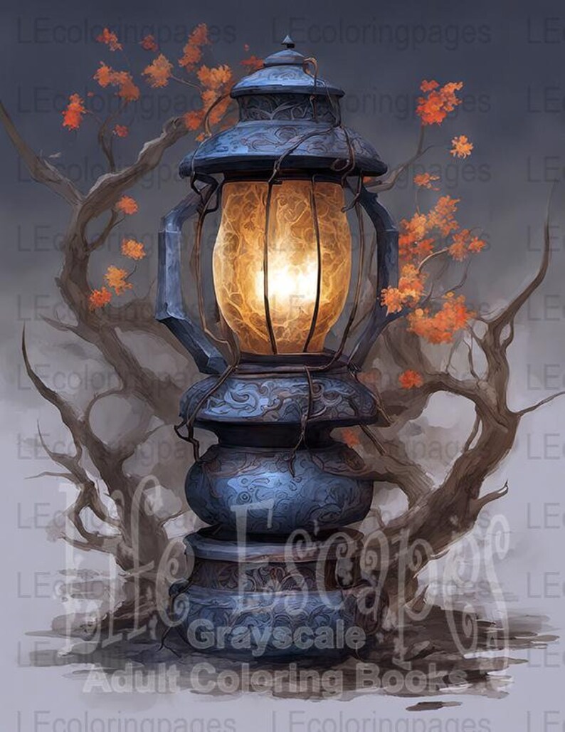 Fantasy Lantern Printable Coloring Page for Adults 66, Jpg 300dpi ...