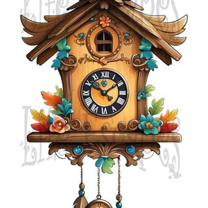 Printable Floral Cuckoo Clock Clipart Bundle - Set #3, PNG, Commercial ...