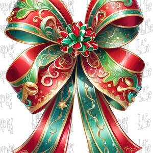 Printable Christmas Bows Clipart Set - Set #1, PNG, Commercial Use ...